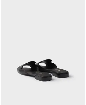 Prada Leather Slides - Black
