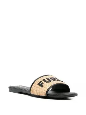 Furla Logo Lettering Flat Sandals - Neutrals