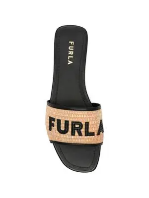 Furla Logo Lettering Flat Sandals - Neutrals