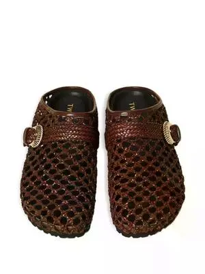 TWINSET Woven Buckled Mules