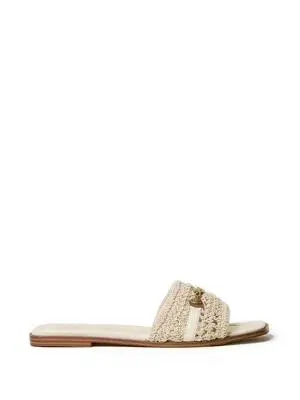 TWINSET Crochet Appliqué Flat Sandals - Neutrals