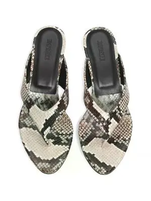 ROTATE BY BIRGER CHRISTENSEN Snake-print Leather Mules - Grey