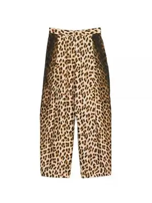 Sportmax Leopard Print Wide Leg Trousers - Neutrals