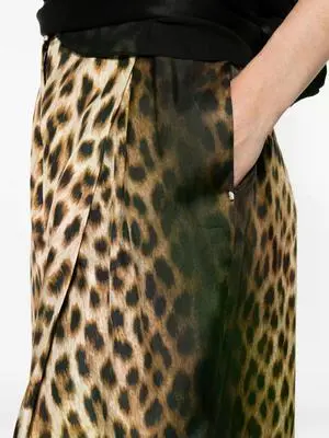 Sportmax Leopard Print Wide Leg Trousers - Neutrals