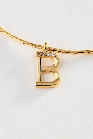 Anthropologie Initial Charm Snake Chain Necklace - B