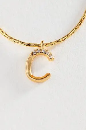 Anthropologie By Anthropologie Initial Charm Snake Chain Necklace C