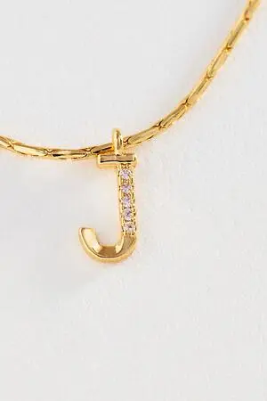 Anthropologie Initial Charm Snake Chain Necklace - J