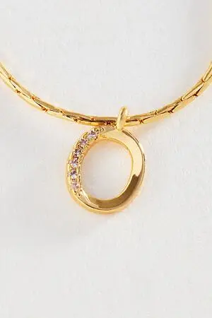 Anthropologie Initial Charm Snake Chain Necklace - O