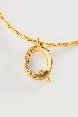 Anthropologie By Anthropologie Initial Charm Snake Chain Necklace Q