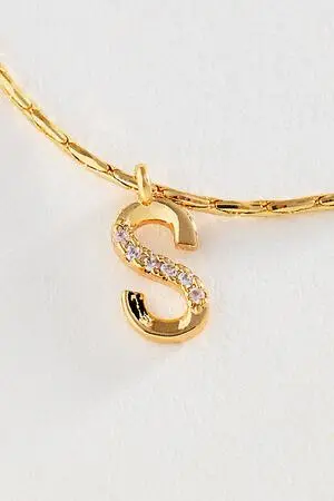 Anthropologie Initial Charm Snake Chain Necklace - S