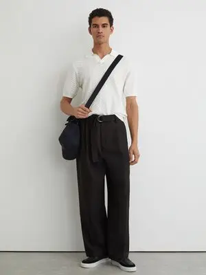 REISS Sol Textured-knit Open-collar Polo Shirt - White