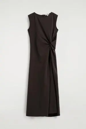 Cos Twist-detail Jersey Midi Dress - Brown