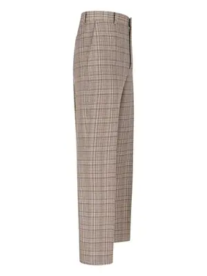 Auralee Silk And Linen Plaid Pants - Brown