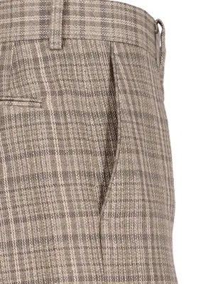 Auralee Silk And Linen Plaid Pants - Brown