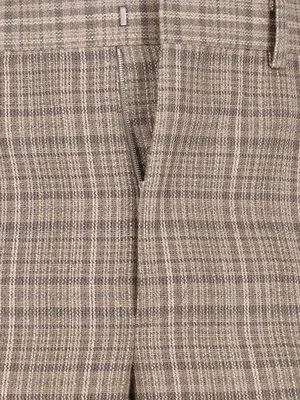 Auralee Silk And Linen Plaid Pants - Brown