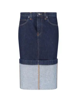 Khaite Kilian Denim Midi Skirt - Blue
