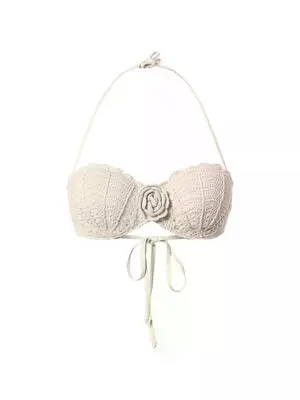 TWINSET Knitted Flower Bikini Top - Neutrals