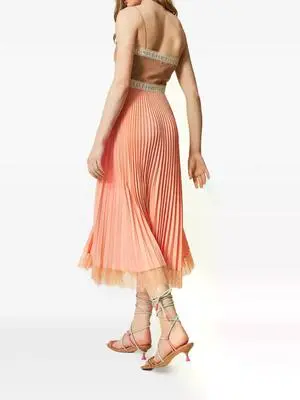 TWINSET Pleated Dress With Lace Trim