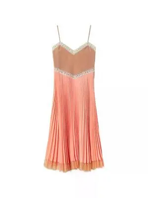 TWINSET Pleated Dress With Lace Trim