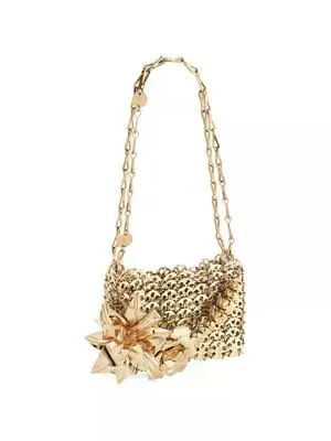 Rabanne Nano 1969 Flower-appliqué Shoulder Bag - Gold