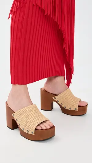 SIMONMILLER Sol Wood Raffia Sandals