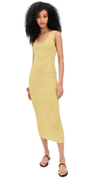 Enza Costa Textured Knit Smocked Tank Dress