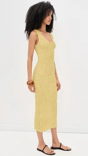 Enza Costa Textured Knit Smocked Tank Dress
