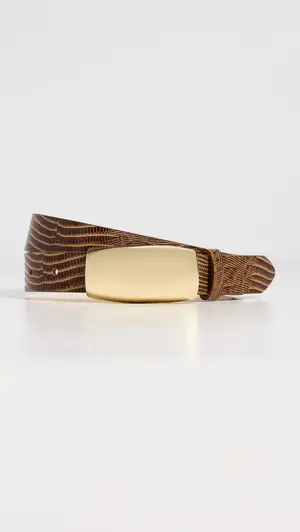 L'Agence Marlowe Leather Belt - Cognac Lizard
