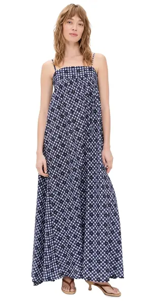 Eywasouls Malibu Gingham Check Floral Maxi Dress