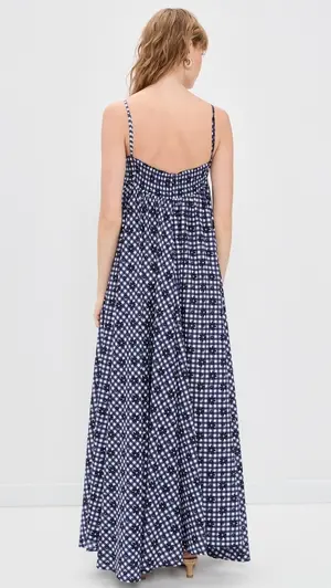 Eywasouls Malibu Gingham Check Floral Maxi Dress