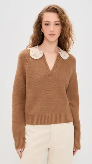 MAREA Crochet Collar Wool-cashmere Blend Sweater