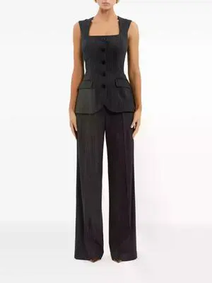 Rebecca Vallance Pinstripe Sleeveless Button-up Top