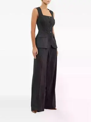 Rebecca Vallance Pinstripe Sleeveless Button-up Top
