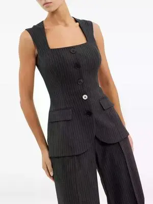 Rebecca Vallance Pinstripe Sleeveless Button-up Top