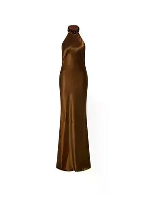 Rebecca Vallance Halter Neck Maxi Dress - Brown