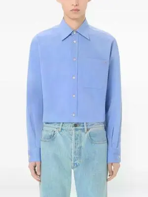 Valentino Garavani Oxford Cotton Shirt With Vgold - Blue
