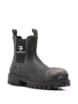 Balenciaga Leather Chelsea Ankle Boots - Black