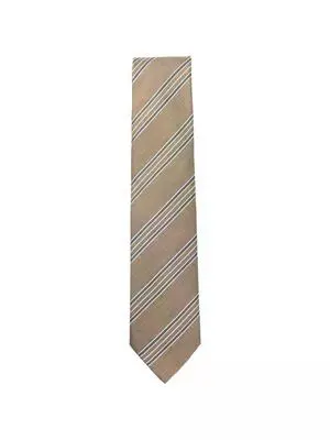 Brioni Striped Silk Neck Tie - Neutrals