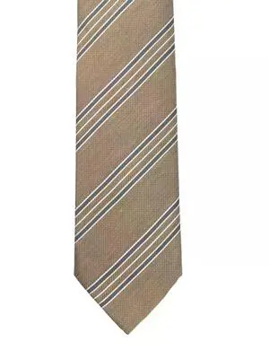Brioni Striped Silk Neck Tie - Neutrals