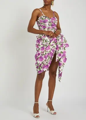 Chloé Floral-print Gathered Cotton Mini Dress