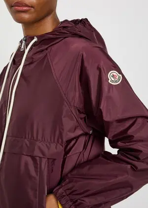 Moncler Coquelicot Hooded Shell Jacket - Dark Red