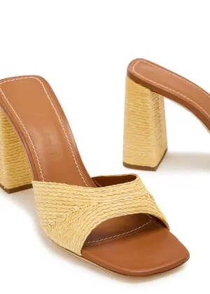 Staud Sloane Raffia Block Heel Sandals