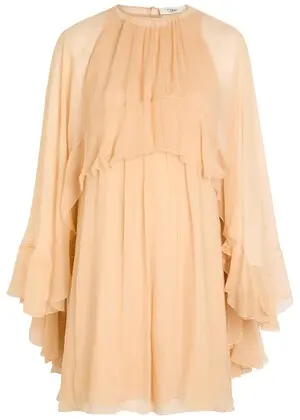 Chloé Ruffled Cape-effect Silk Mini Dress