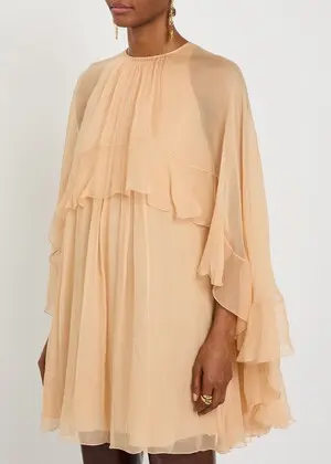 Chloé Ruffled Cape-effect Silk Mini Dress