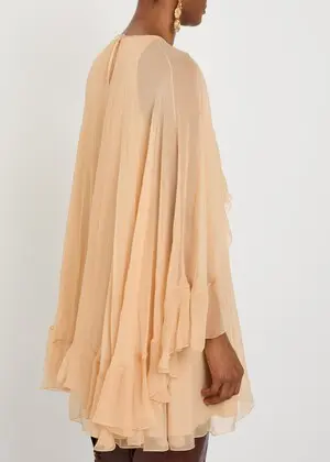 Chloé Ruffled Cape-effect Silk Mini Dress