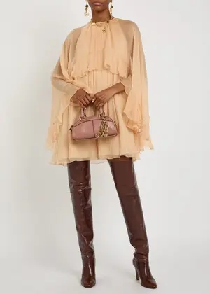 Chloé Ruffled Cape-effect Silk Mini Dress