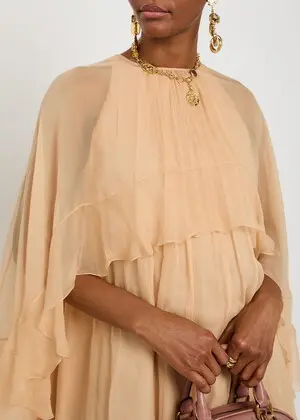 Chloé Ruffled Cape-effect Silk Mini Dress