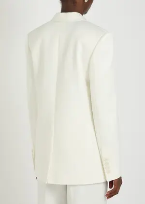 Another Tomorrow Oversized Twill Blazer - White