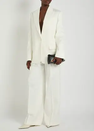 Another Tomorrow Oversized Twill Blazer - White
