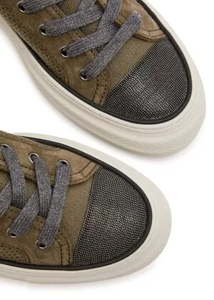 Brunello Cucinelli Stud Knit Sneakers - Chocolate